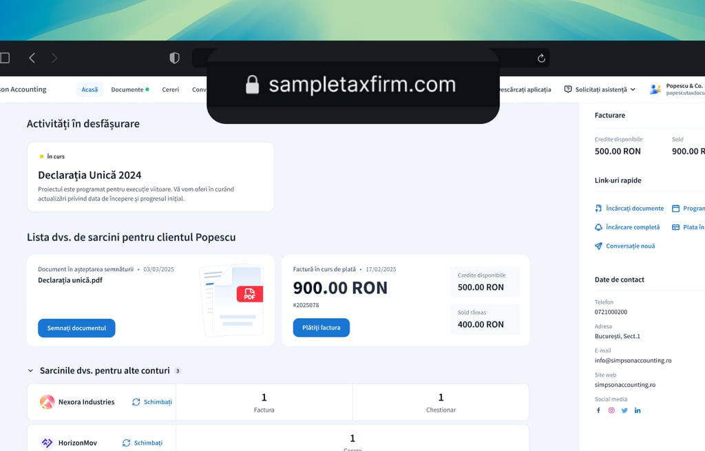 Portal securizat pentru clienți, creat pentru firme de contabilitate ...
