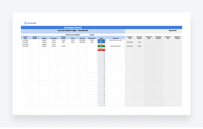 Free Excel accounts payable template for easily tracking your payables ...