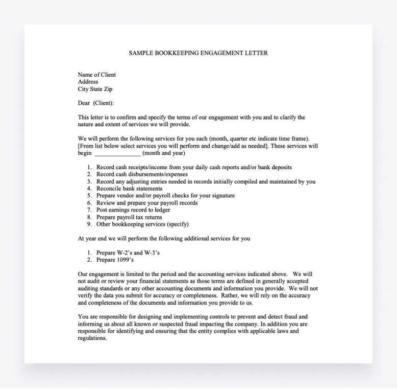Free bookkeeping engagement letter template: samples & best practices ...
