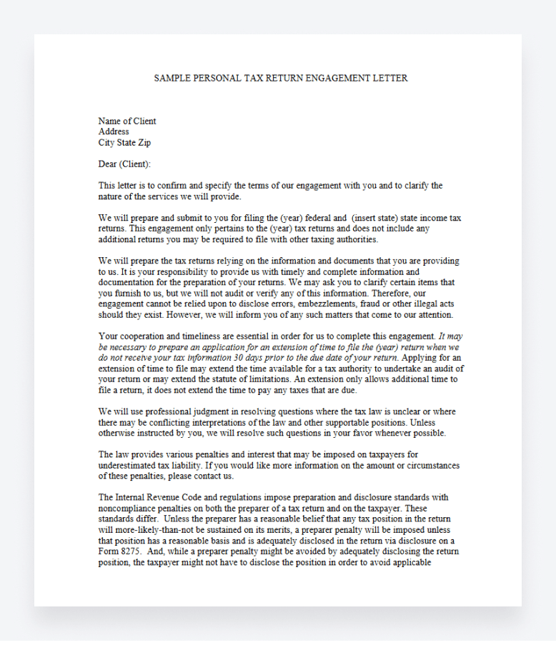 How to create a tax return letter for clients: examples and template ...